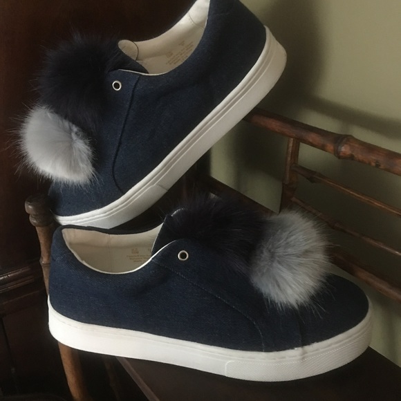 Sam Edelman | Shoes | M Sam Edelman Denim Platform Sneakers W Poms ...